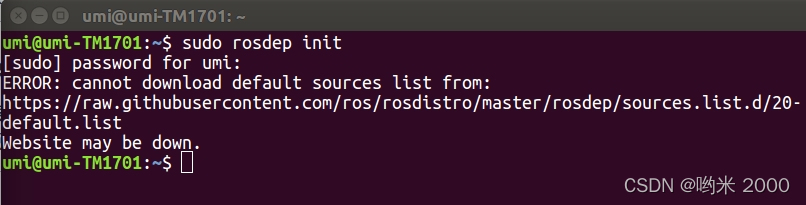 【ROS】问题解决：ERROR: cannot download default sources list from:https://raw.githubusercontent.com/ros ...