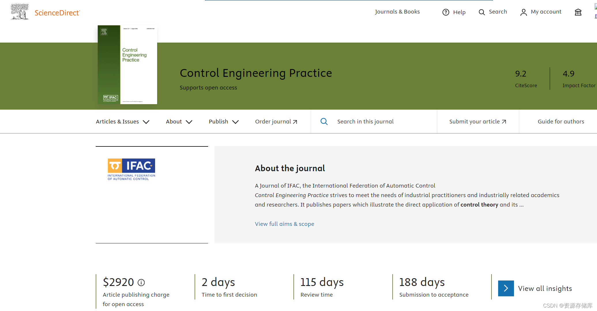 【期刊】【Control Engineering Practice】【控制工程实践】_控制工程实践期刊官网-CSDN博客