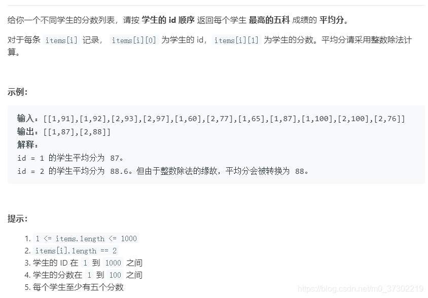 Leetcode Algorithms Easy 1086 前五科的均分java中leetcode 1086 前五科的均分 Csdn博客 