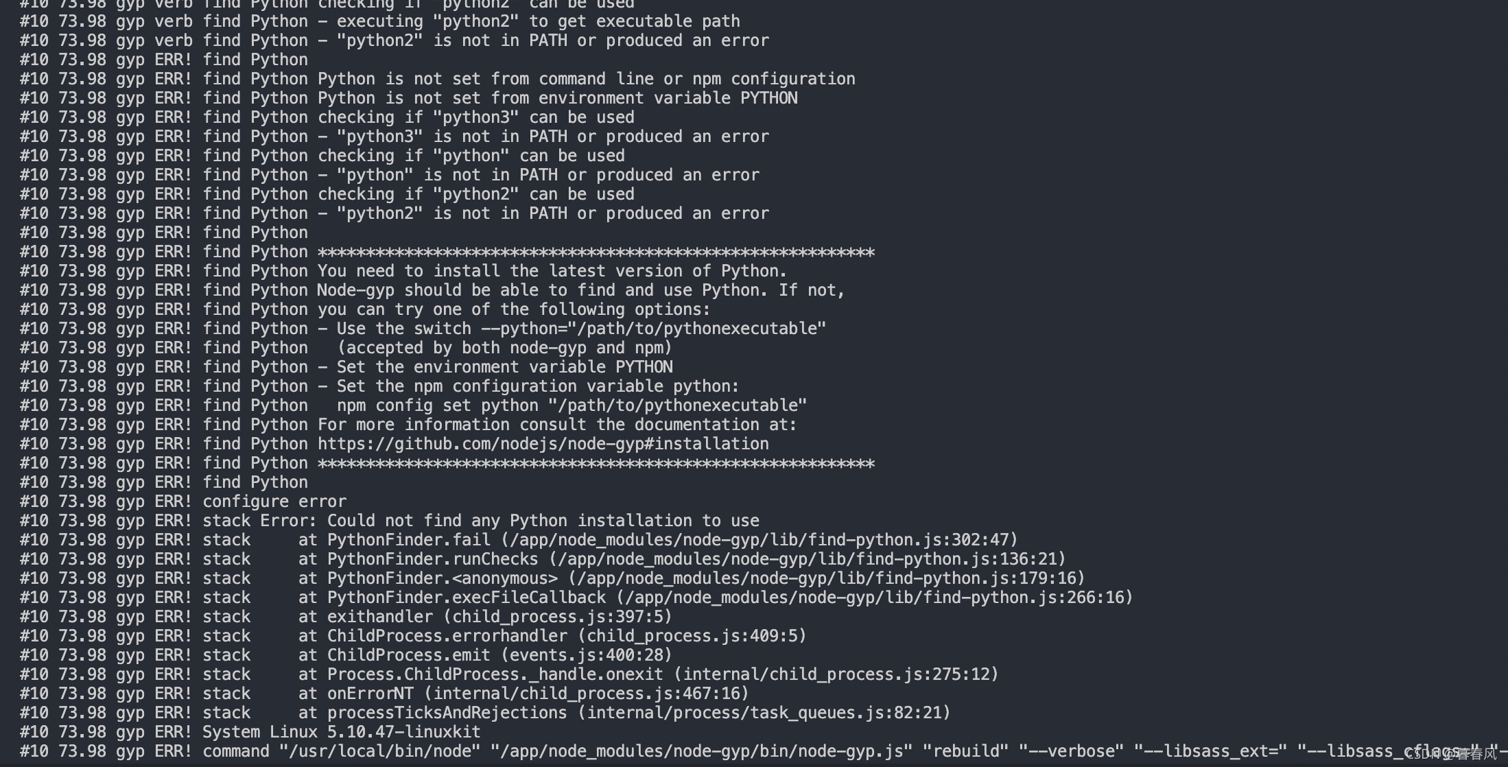 M1芯片 Macbook Air 本地 Docker 前端构建镜像报错（node-sass）_mac m1 python is not set from command line or npm ...