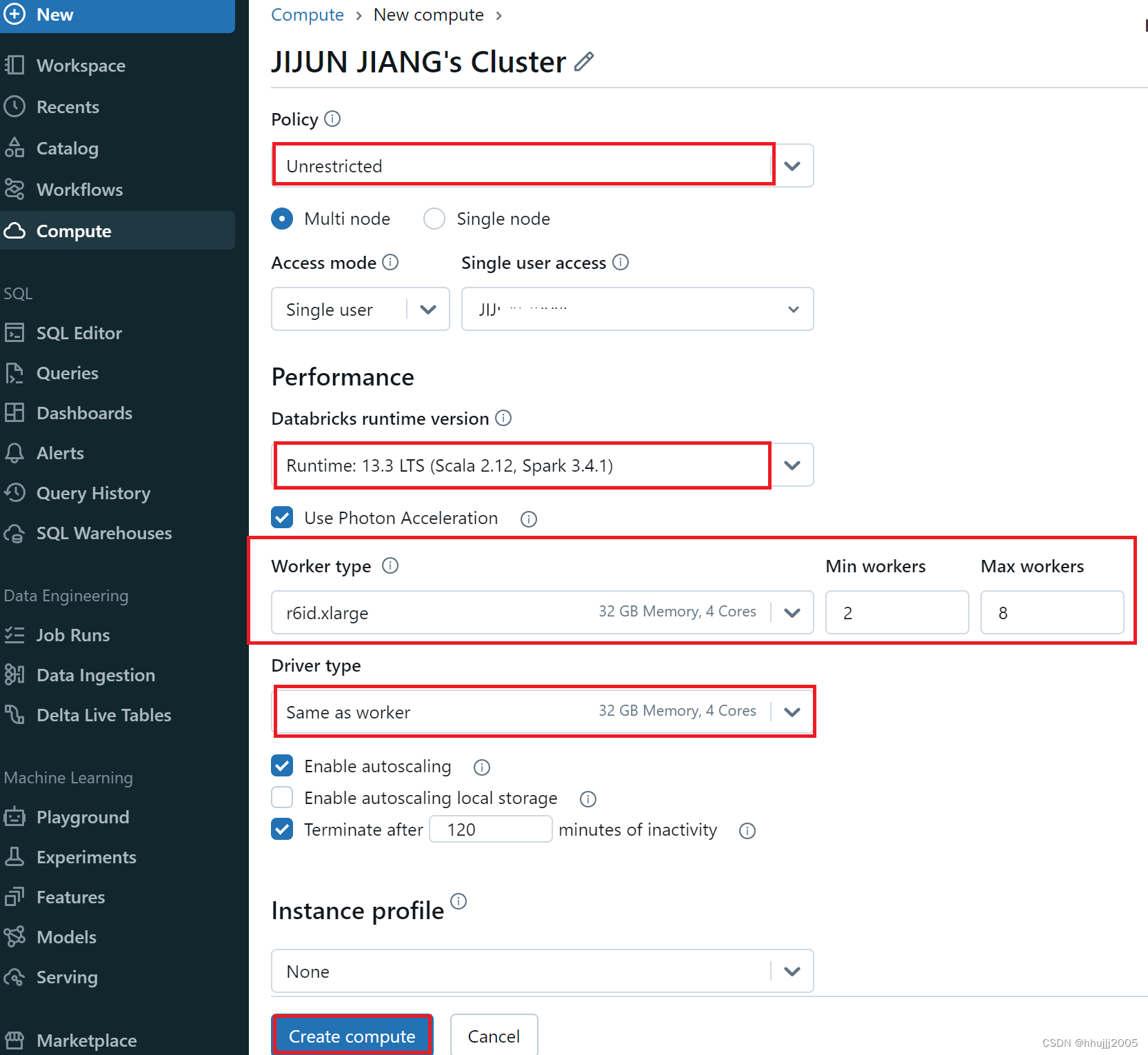 Spark云计算平台Databricks使用，创建workspace和Compute计算集群（Spark集群）_databricks workspace-CSDN博客
