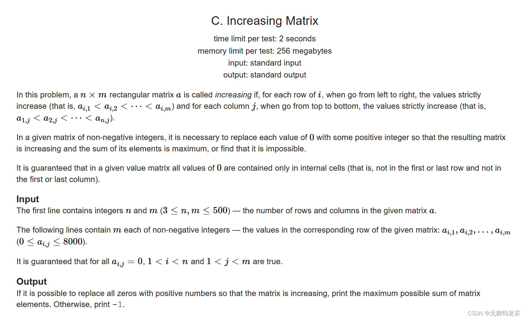codeforces 题目 C. Increasing Matrix_increasing matrix codeforces-CSDN博客