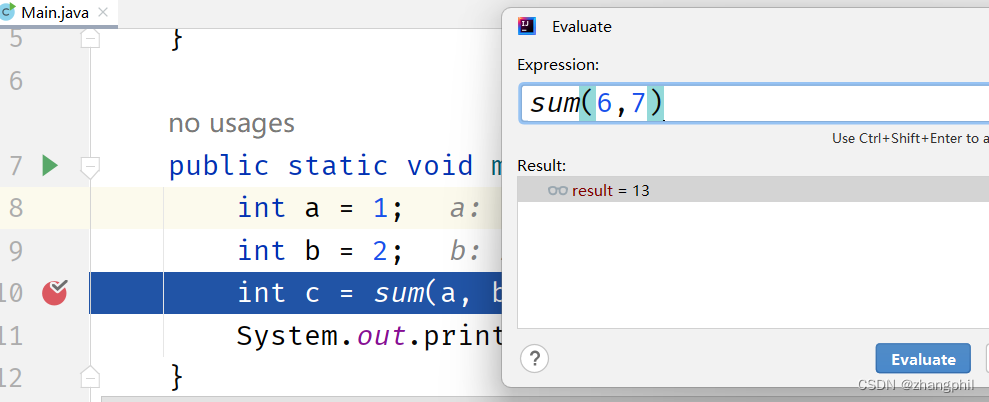 IDEA断点/单步debug调试Evaluate Expression，运行时动态修改变量值_idea debug修改变量值-CSDN博客