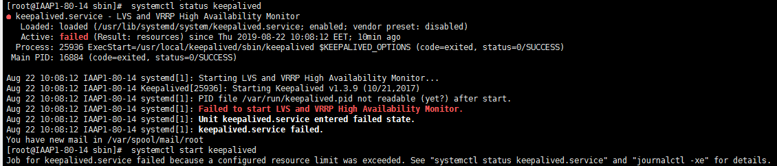 Keepalive启动报错，Fail to start LVS and VRRP High_failed to start lvs and ...