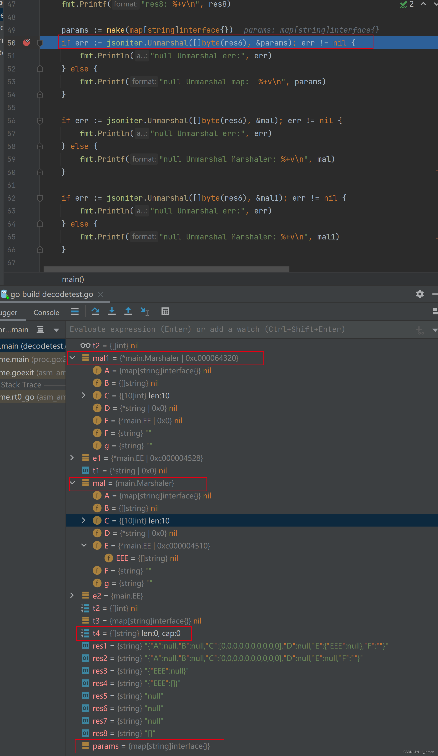 Go json反序列化“null“结果为nil踩坑_golang json null-CSDN博客