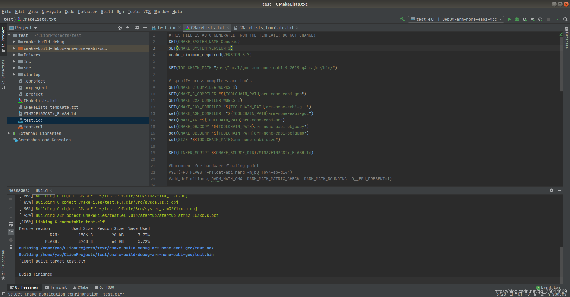 Ubuntu上使用CLion开发STM32，并使用JLink下载、调试_clion jlink-CSDN博客