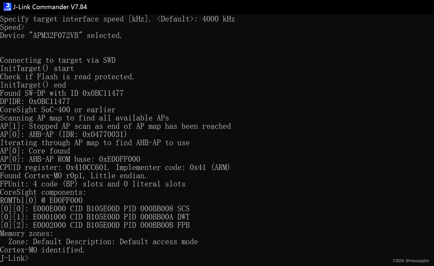 使用J-LINK COMMANDER检查极海APM32F072烧录_极海 jlink-CSDN博客