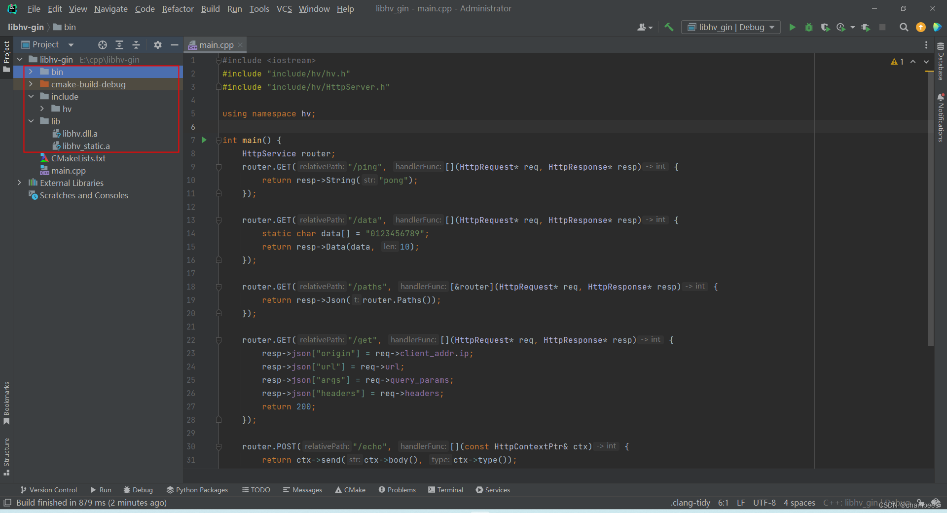 windoes下利用C++网络库libhv启动一个简单的restful http服务器_libhv restful-CSDN博客