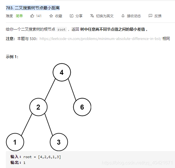 Leetcode 二叉搜索树中序遍历 783 二叉搜索树节点最小距离leetcode783 Csdn博客