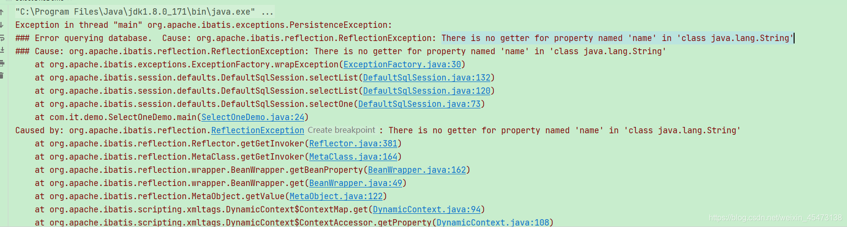 解决Mybatis There is no getter for property named ‘name‘ in ‘class java.lang.String‘问题_mybatis执行 ...