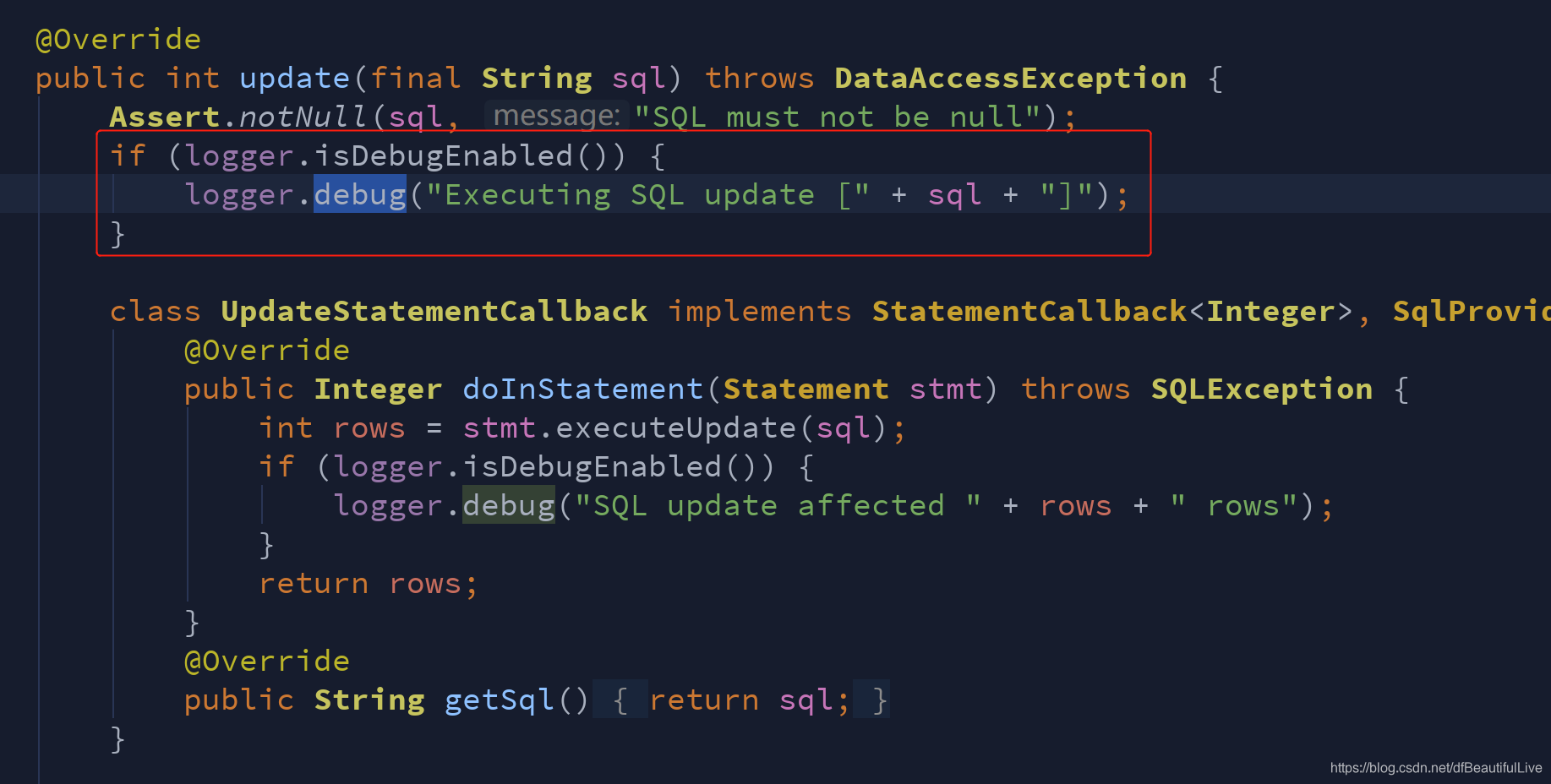 springboot下JdbcTemplate打印sql语句配置_自定义打印jdbctemplate sql日志-CSDN博客