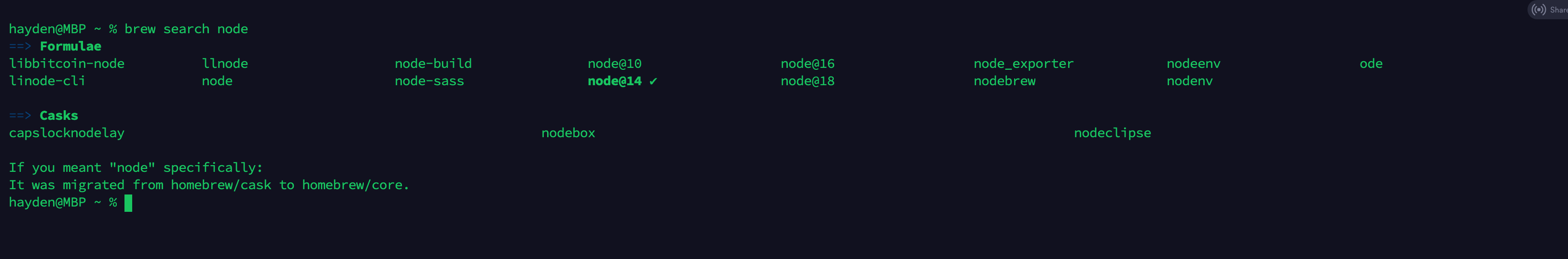 macOS 下使用 brew 命令安装 Node.js_brew 安装node-CSDN博客
