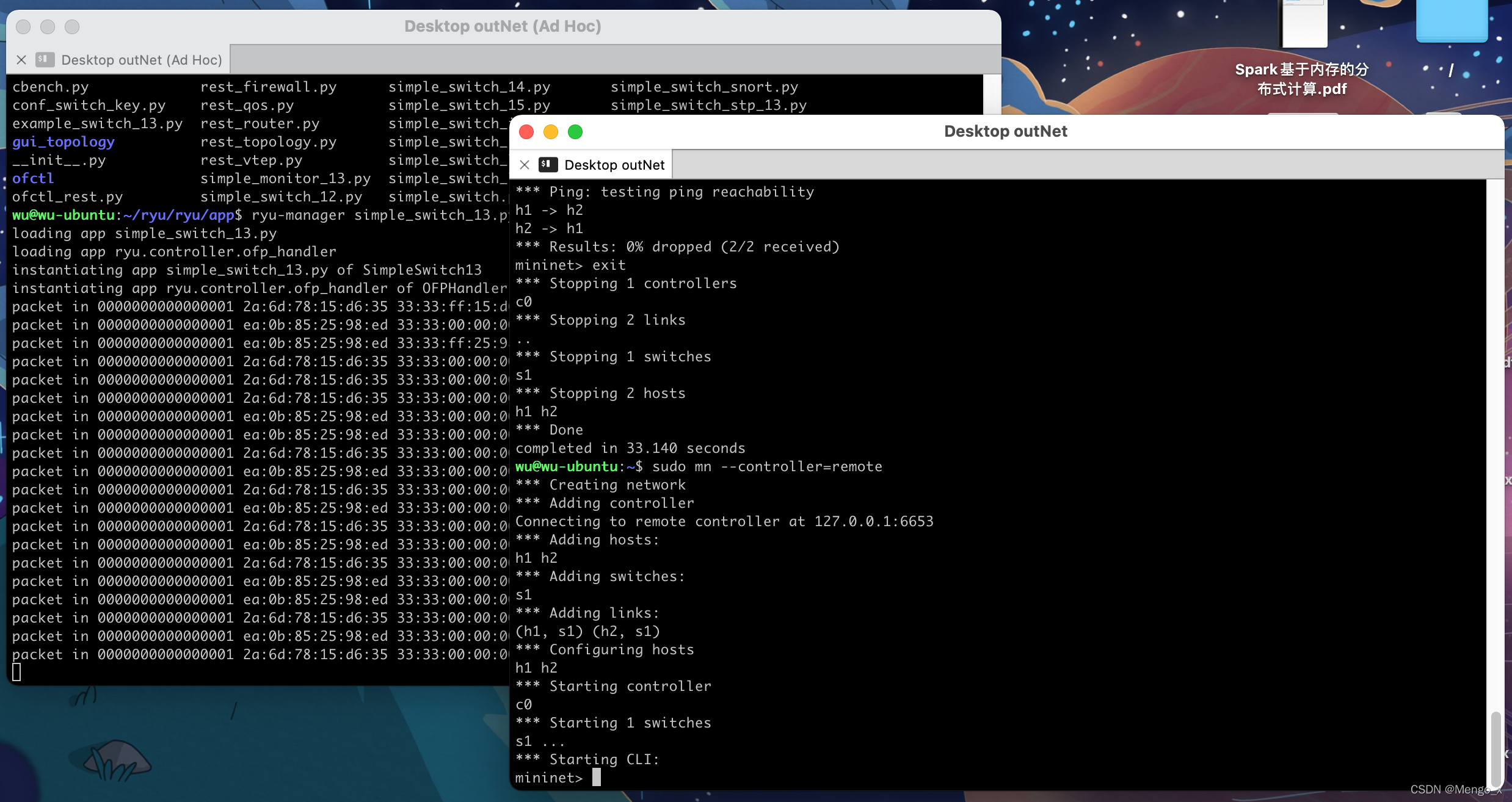 软件定义网络SDN基础实验：MiniNet常用命令、创建网络拓扑、OpenFlow流表操作_mininet> xterm h1-CSDN博客