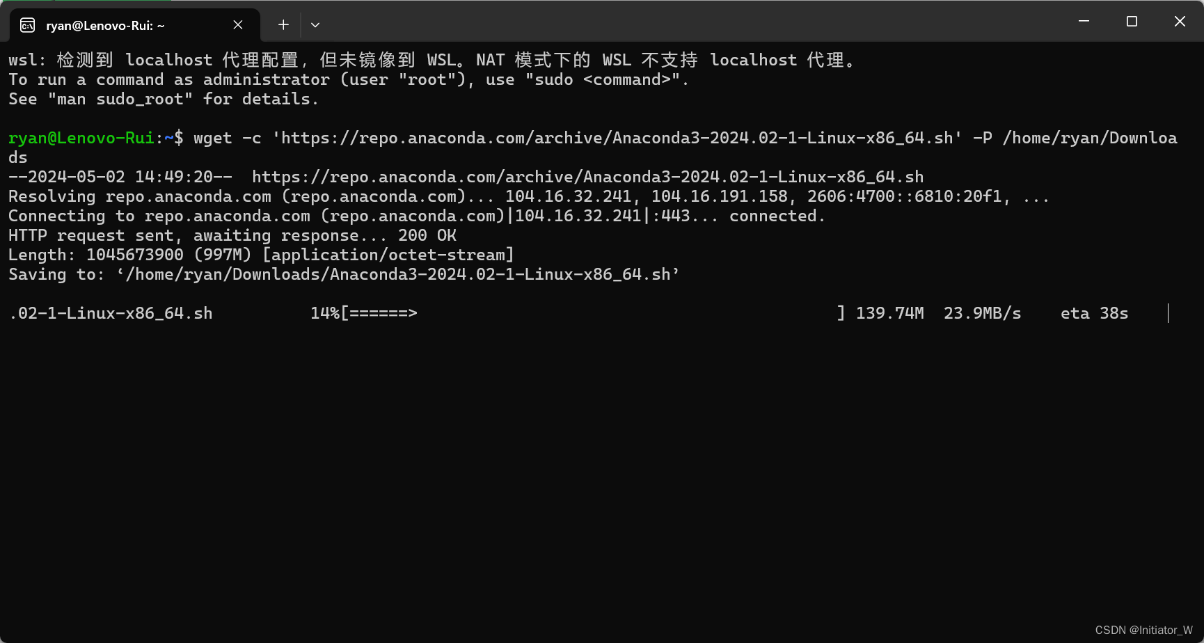 WSL中的Ubuntu安装anaconda的成功实践_wsl ubuntu anaconda-CSDN博客