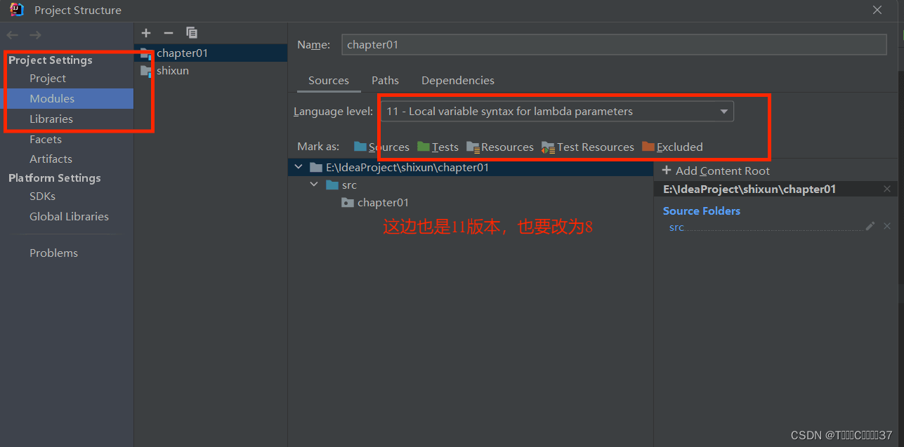 【JAVA异常】：idea报错：需要目标发行版11的解决方法_java: 警告: 源发行版 11 需要目标发行版 11-CSDN博客