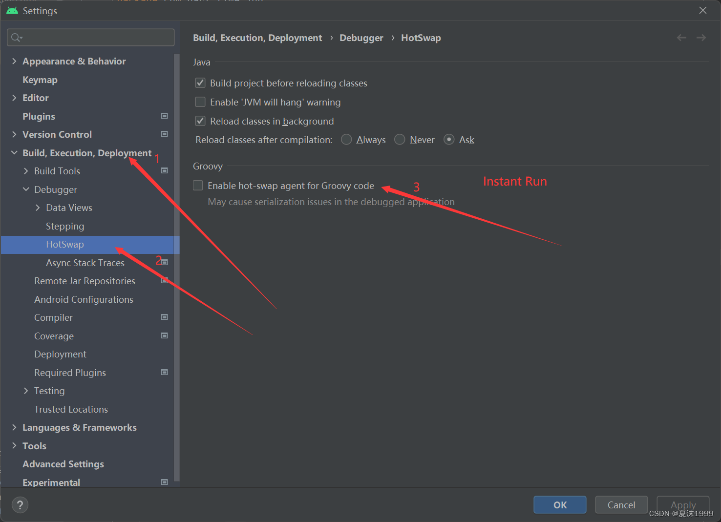Android Studio 3.0(3.5,4.0) 及以上 Instant Run(HotSwap) 功能开启或关闭_android studio instant run-CSDN博客