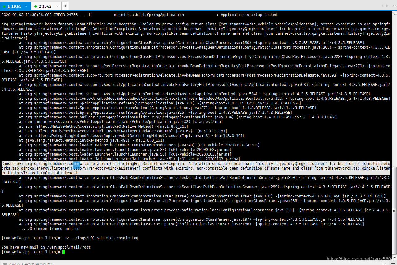 bean for class xxx conflicts with existing, non-compatible bean definition of same name and ...