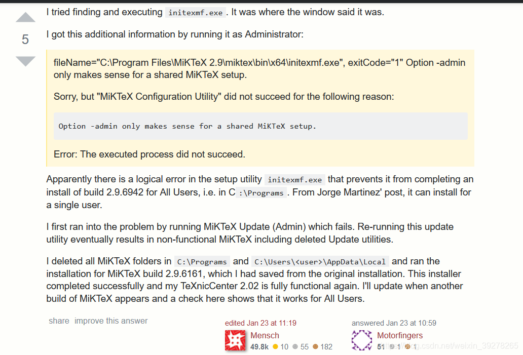 [Windows 10安装MikTex 2.9] + [initexmf Option --admin only makes sense ...