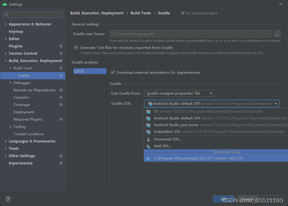 The project uses Gradle 4.1 which is incompatible with Java 11 or newer ...