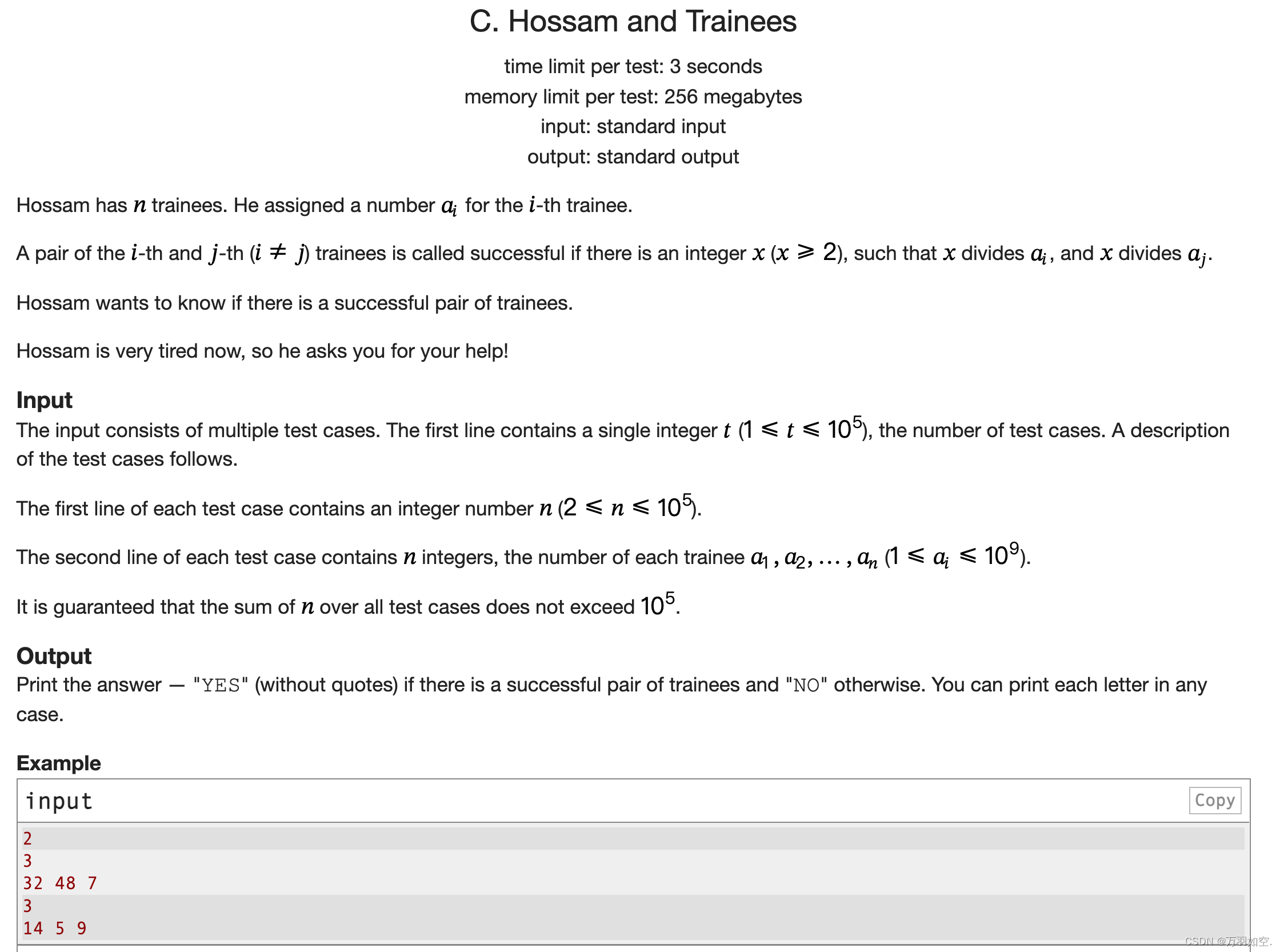 Codeforces Round #837 (Div. 2) C. Hossam and Trainees-CSDN博客