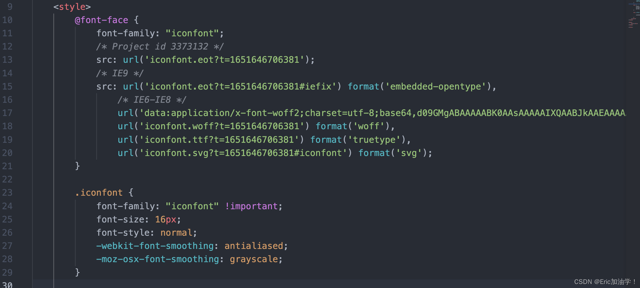 前端使用阿里iconfont引入字体图标_eot svg ttf 文件如何使用-CSDN博客