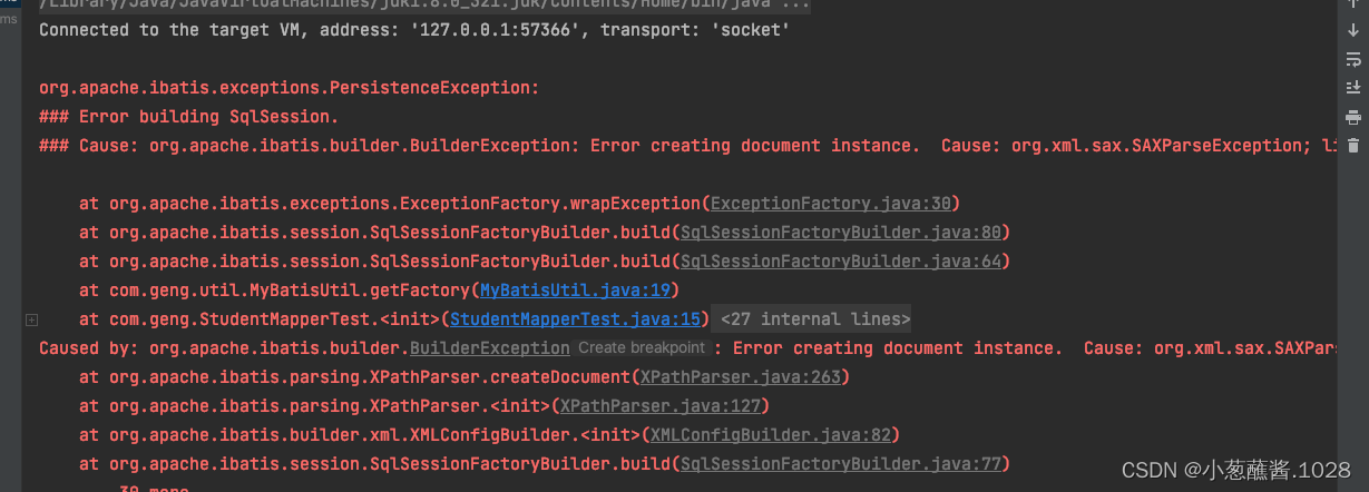 mybatis报错Cause: org.apache.ibatis.builder.BuilderException: Error creating document instance ...