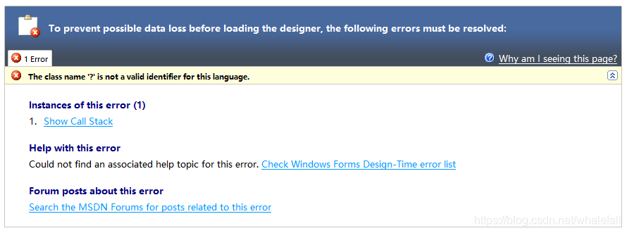 【C#问题5】The class name ? is not a valid identifier for this language._c语言中is not a valid class ...