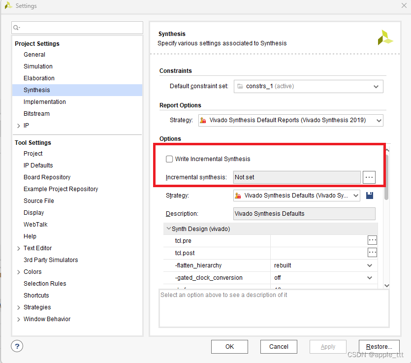 Vivado使用（6）——增量综合（ Incremental Synthesis）_vivado关闭增量编译-CSDN博客