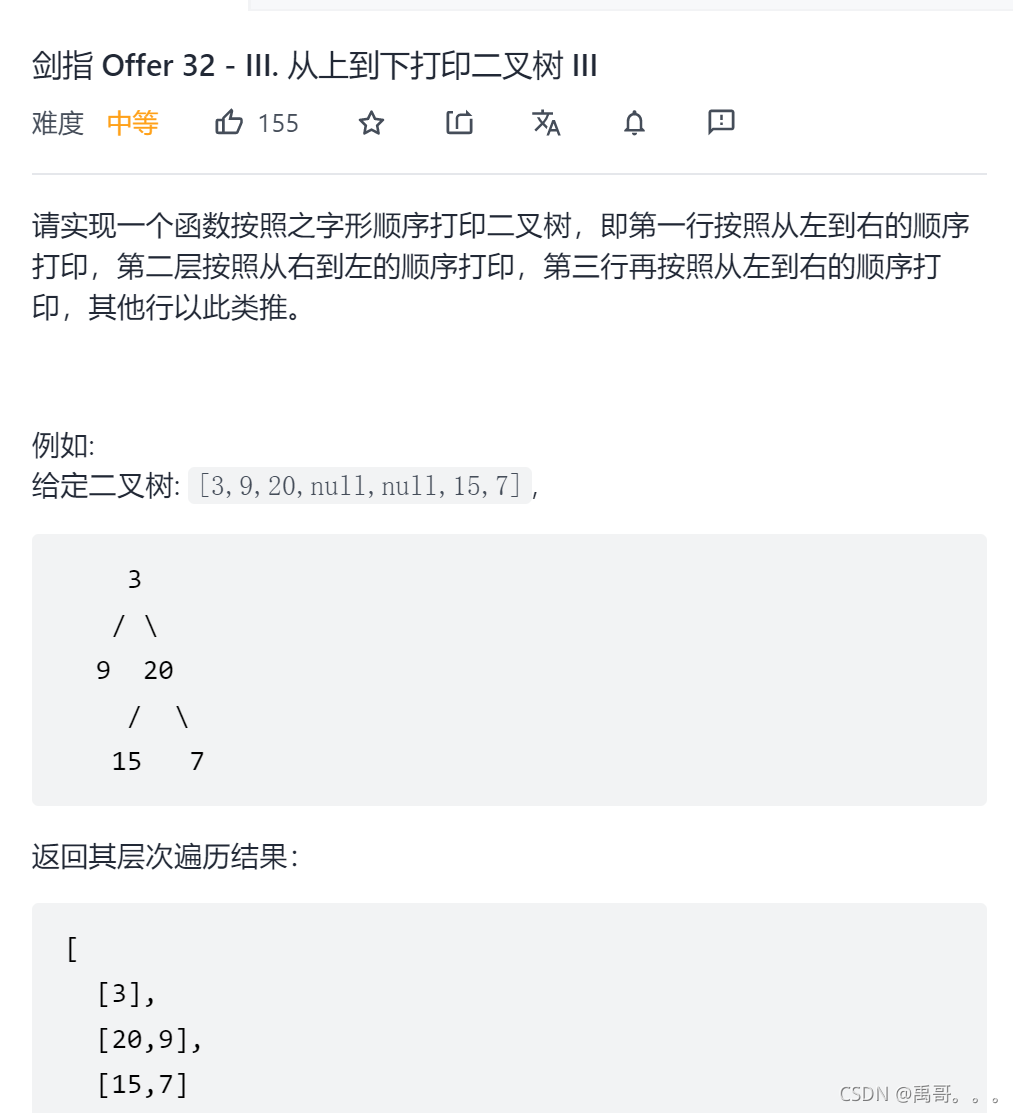 力扣 剑指Offer32-III 从上到下打印二叉树（java）_leetcode剑指offer32 java-CSDN博客