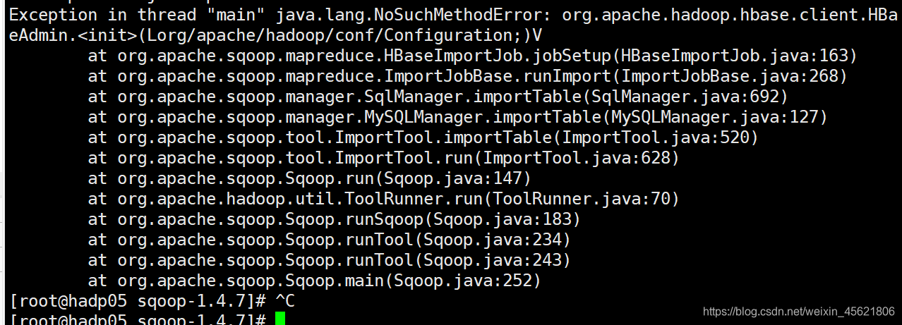 sqoop从mysql导入数据到hbase出现NoSuchMethodError_sqoop导入到hbase报错exception in thread “main“ java.lan-CSDN博客