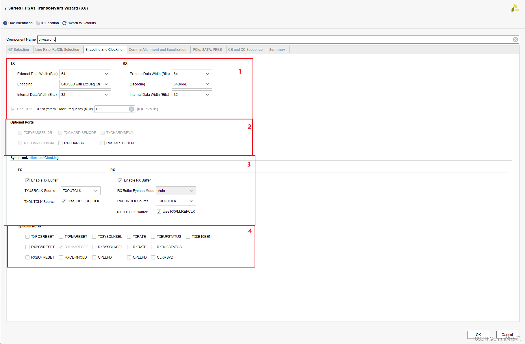 64B/66B GT Transceiver 配置_gth 64 66 bit 编码 怎么设置-CSDN博客
