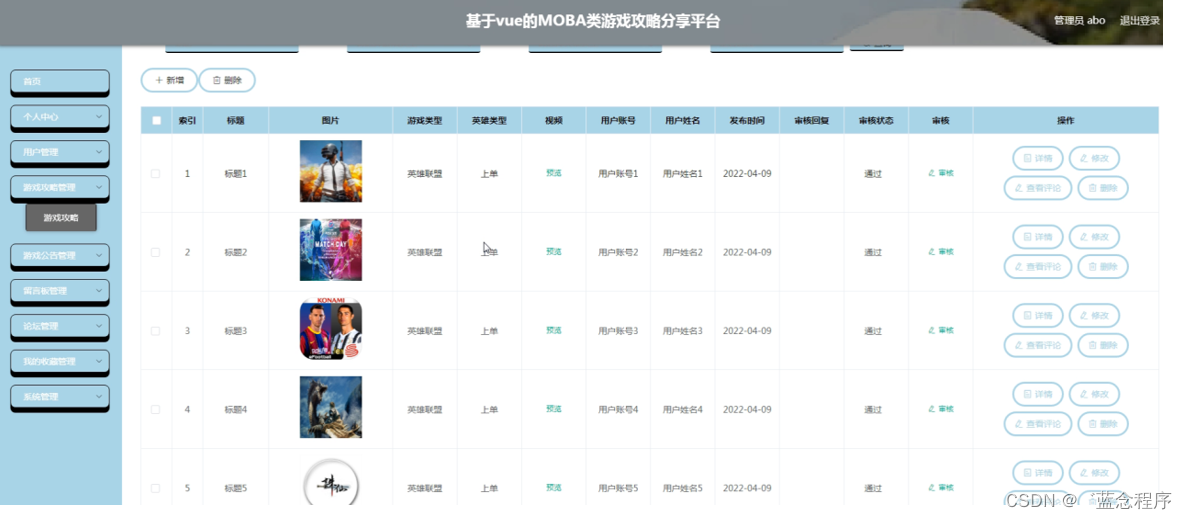 java/php/node.js/python基于vue的MOBA类游戏攻略分享平台【2024年毕设】-CSDN博客