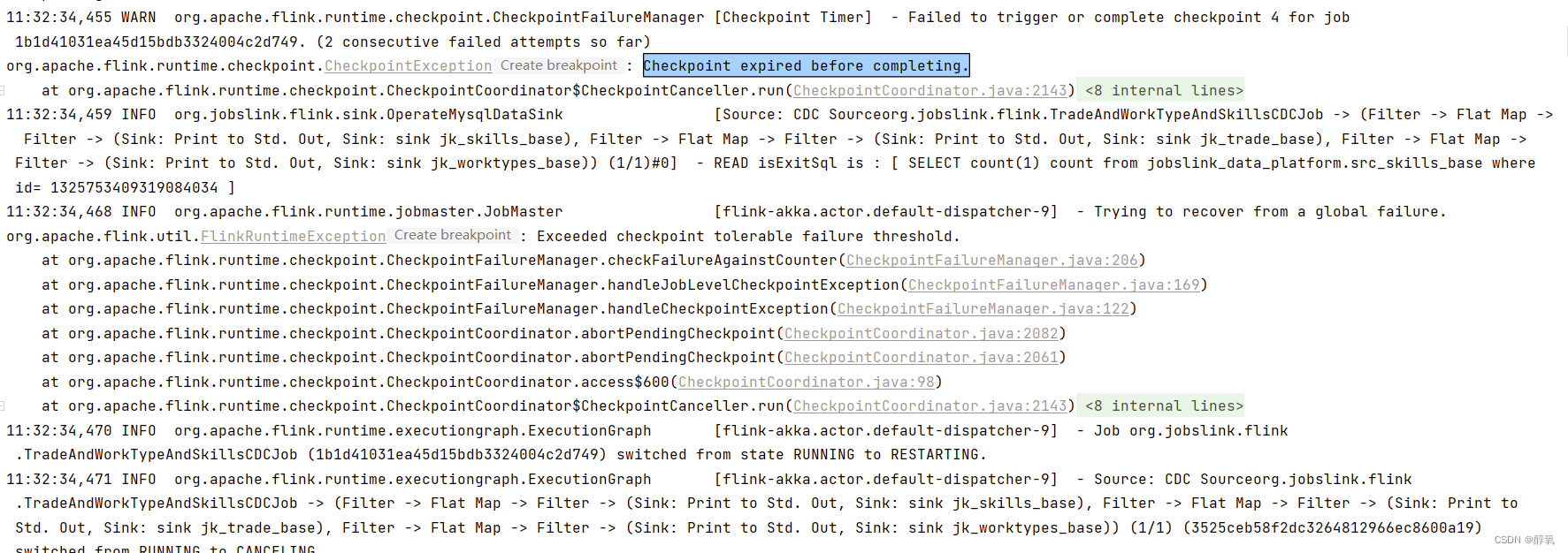 【flink】Checkpoint expired before completing._org.apache.flink.runtime.checkpoint.checkpointexce ...
