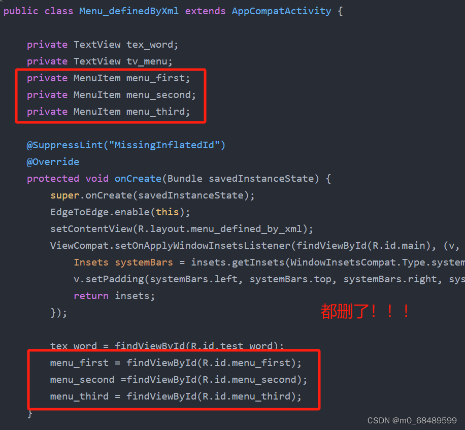 Android Studio使用XML配置选项菜单选择事件发生的空指针异常_viewcompat ...