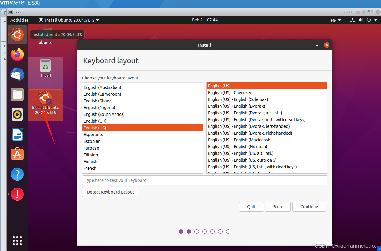 解决：Vmware Workstation 和 Vmware ESXI 创建虚拟机Ubuntu20.04时界面显示不全，无法点击Continue进行下一步_ubuntu20虚拟机不能全屏-CSDN博客