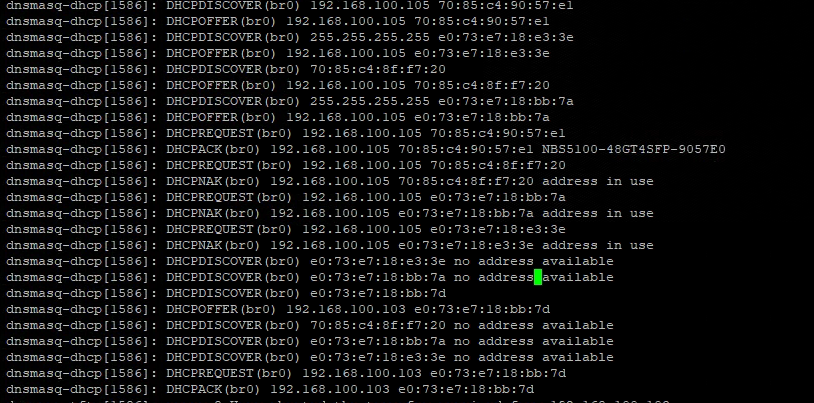 dnsmasq-dhcp DHCPDISCOVER “no address available“ 问题解决方法_dnsmasq-dhcp[6463]: dhcpdiscover(br0) b8 ...