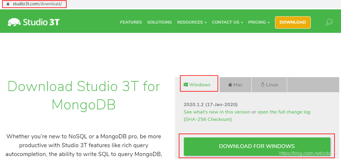 windows系统下Studio3T下载与安装_3t如何下载-CSDN博客