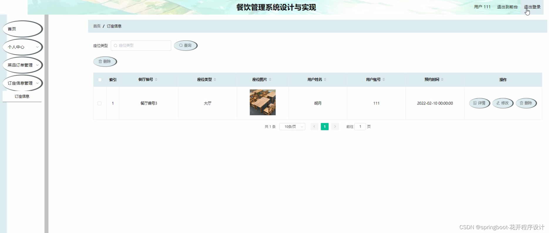 Springbootjavaphpnodepython餐饮管理系统设计与实现【计算机毕设】 Csdn博客