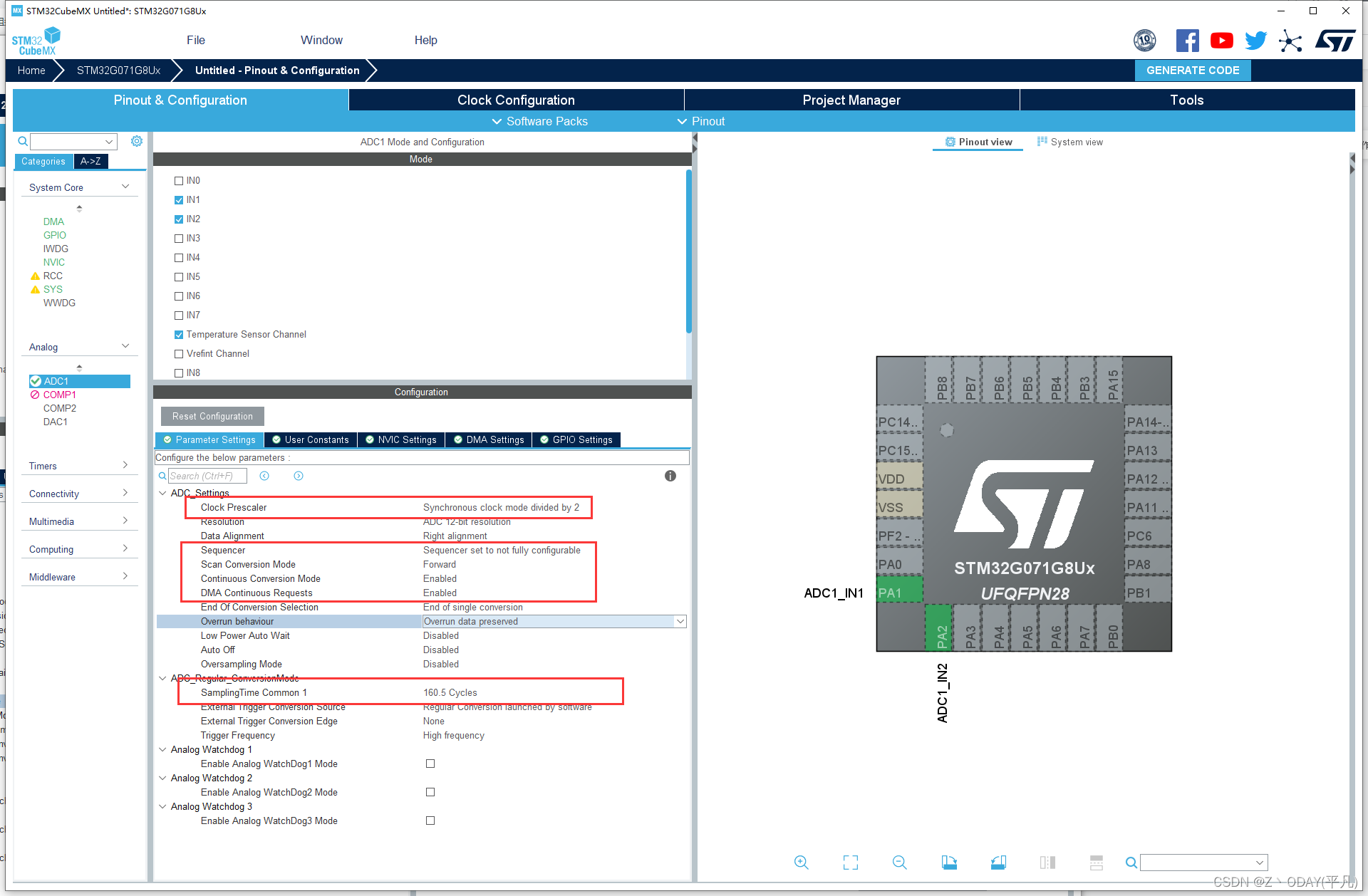 STM32CubeMX+ADC_DMA多通道配置连续采样 (STM32G071)(无需中断+LL库配置)_stm32g0 adc ll-CSDN博客
