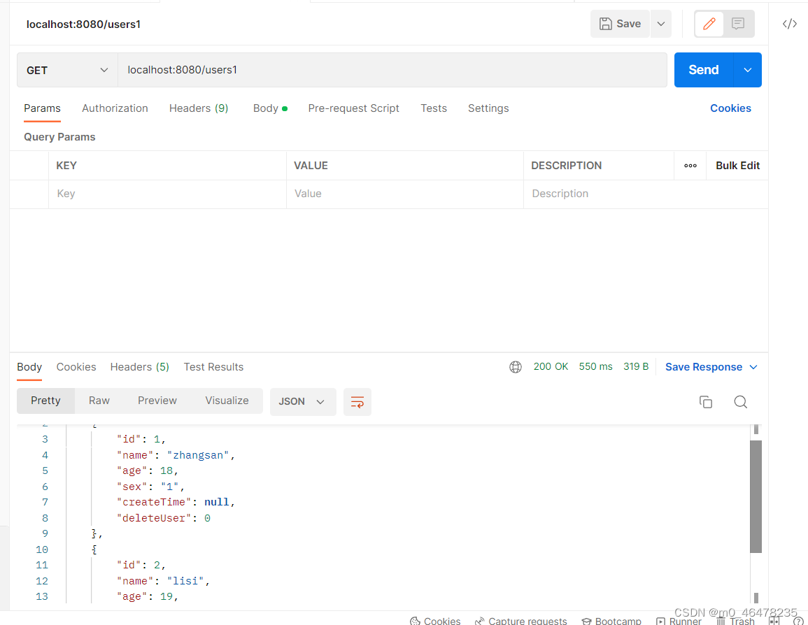 SpringBoot后端单表user 的CURD 功能代码_spring boot后端代码举例子-CSDN博客