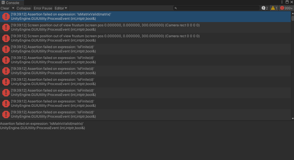 Unity报错：Assertion failed on expression: ‘IsMatrixValid(matrix)‘...的解决办法-CSDN博客