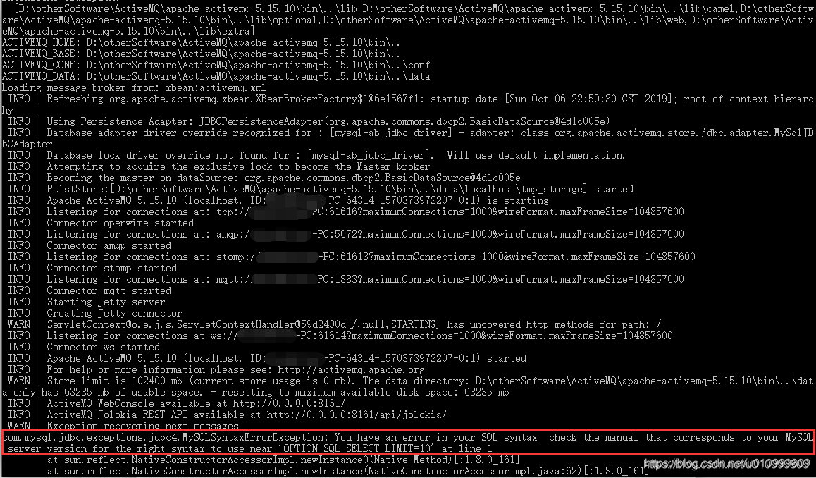 com.mysql.jdbc.exceptions.jdbc4.MySQLSyntaxErrorException:near 'OPTION SQL_SELECT_LIMIT=10-CSDN博客