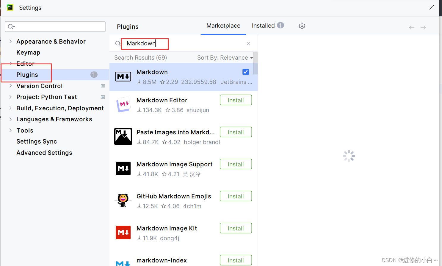 在Pycharm中安装并使用Markdown-----图解_pycharm安装markdown-CSDN博客