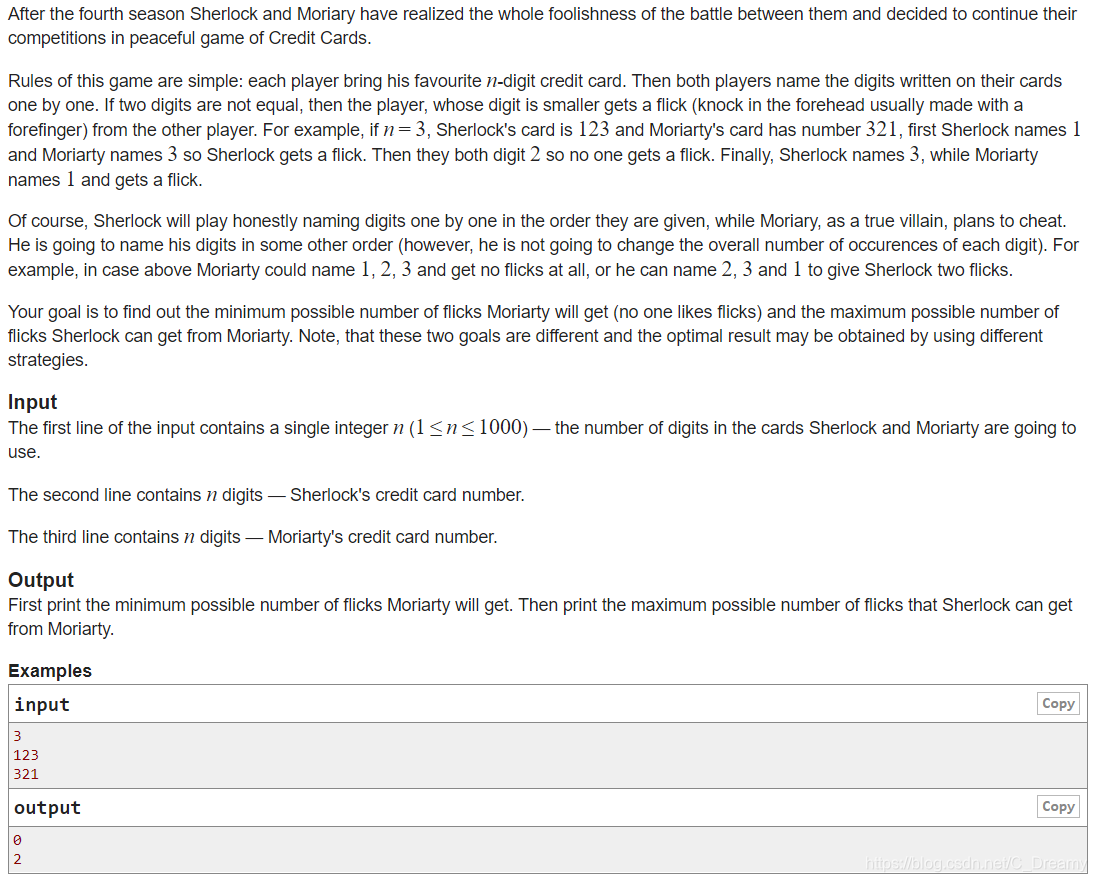 Codeforces Round #401 (Div. 2) B. Game of Credit Cards（枚举）-CSDN博客