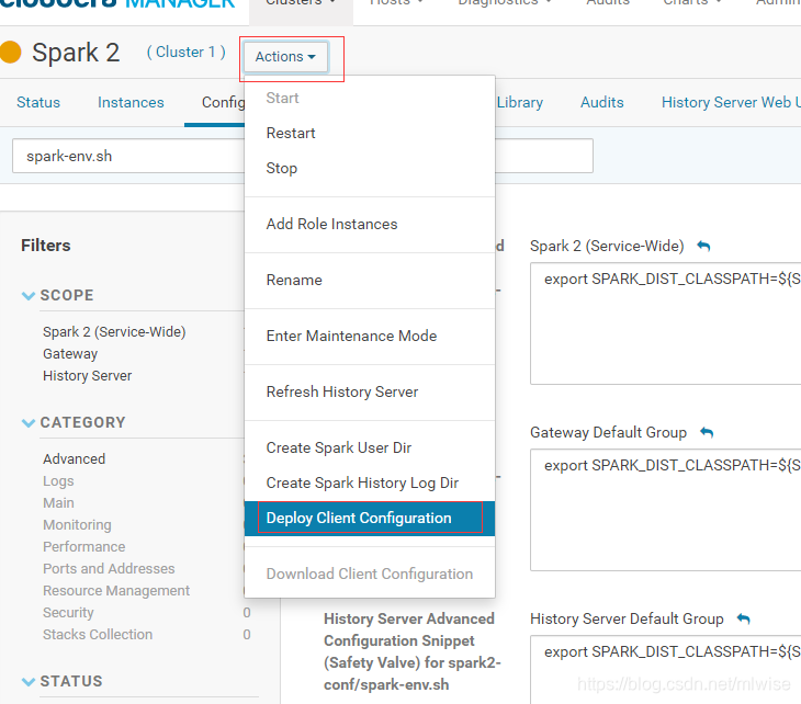 CDH升级Spark2异常java.lang.NoClassDefFoundError: org/apache/hadoop/fs/FSDataInputStream_spark2 ...