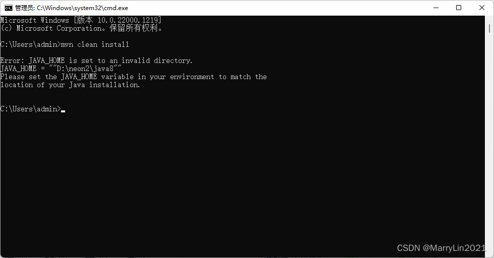 Maven错误：JAVA_HOME is set to an invalid directory._maven配置中显示无效的java home目录-CSDN博客