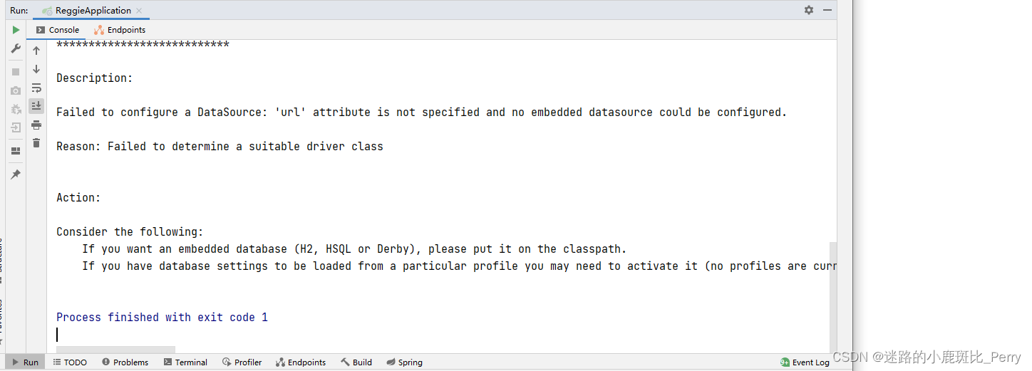 记录Bug：Failed to configure a DataSource: ‘url‘ attribute is not specified and no embedded ...