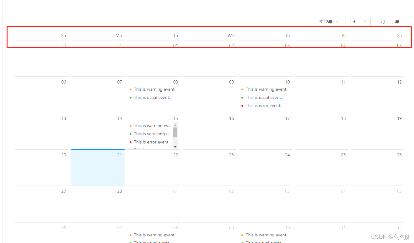 antDesign 修改日历(Calendar) 的一二三四五六日为周一周X格式_antd的日历头描述是一,二这种,怎么改为周一周二-CSDN博客