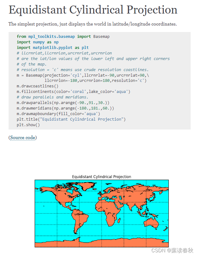 matplotlib的basemap的地图投影类型（经纬度）_matplotlib basemap 点矢量要素-CSDN博客