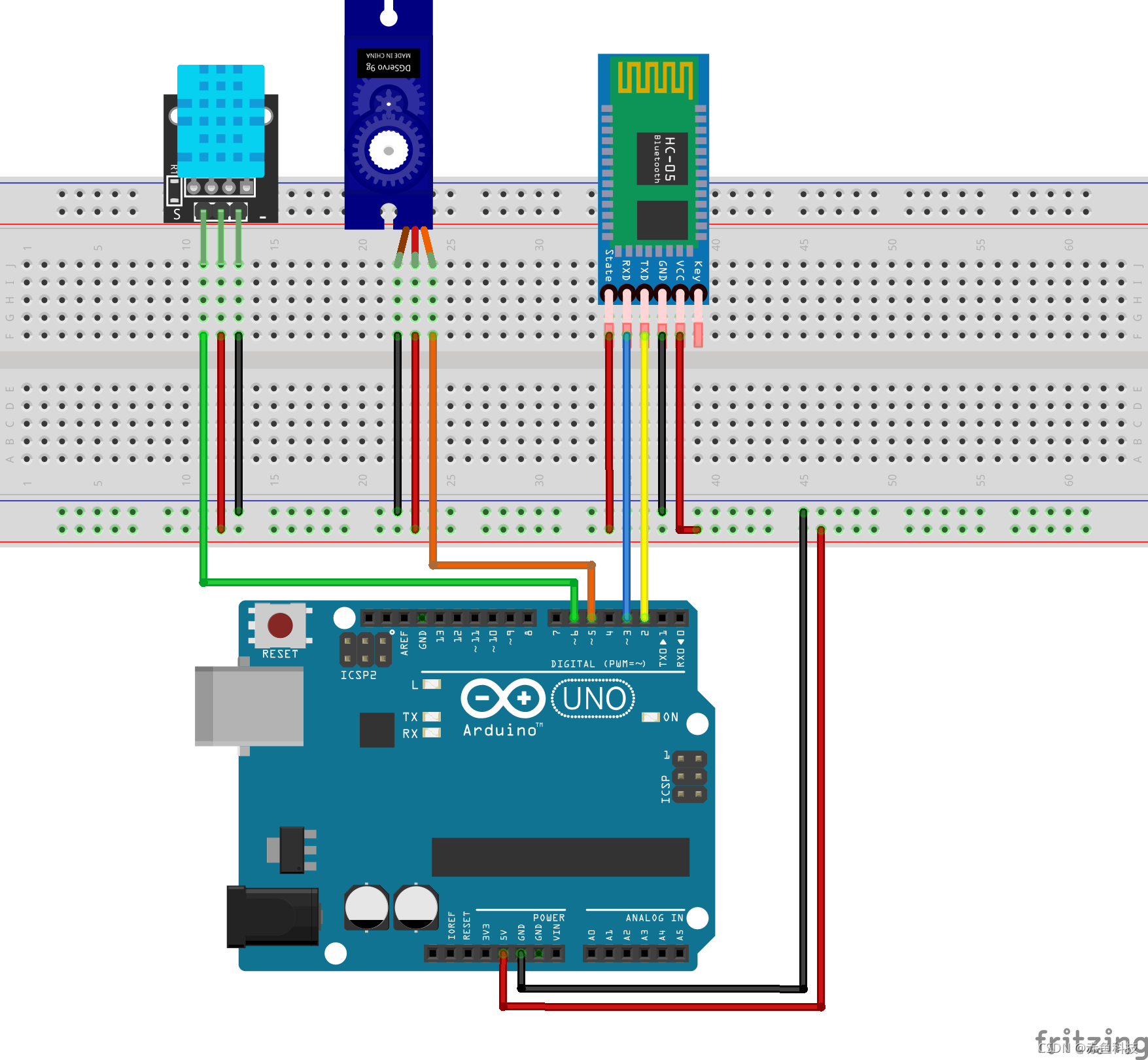 Fritzing软件绘制Arduino面包板接线图传感器模块库文件017_fritzing蓝牙模块在哪一栏-CSDN博客